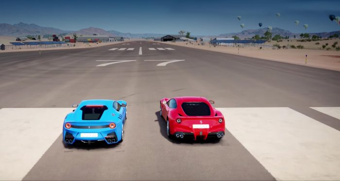 Watch This Digital Drag Race Between A Ferrari F12 vs F12tdf