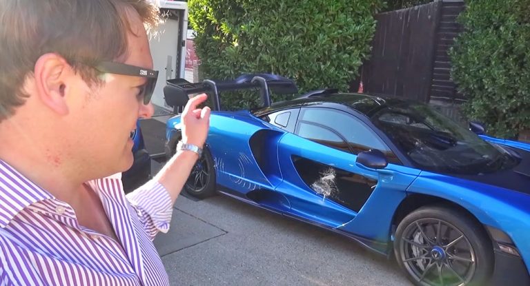 Shmee150 McLaren Senna Is Beaten Up By Large Truck During Drive
